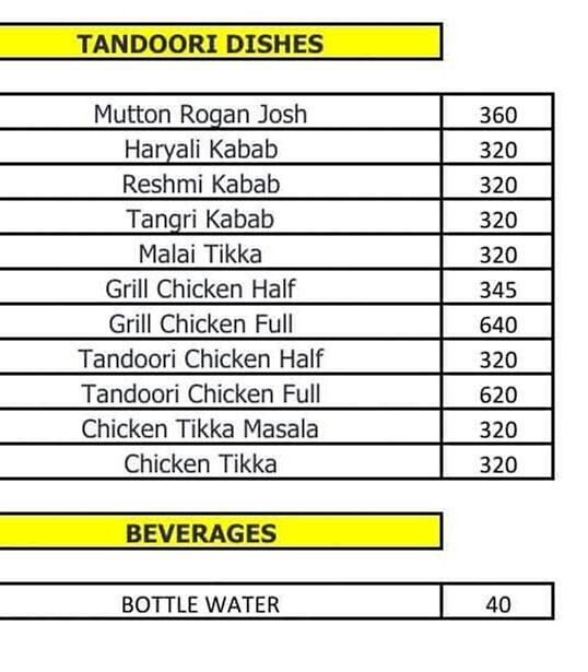 Menu of Sulthan's Biryani, Kilpauk, Chennai