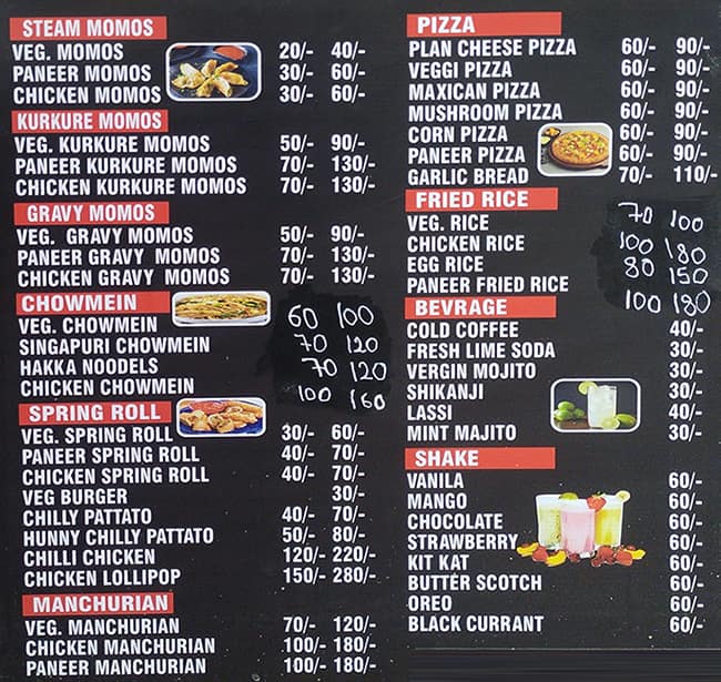 Menu of Apna Adda, Karol Bagh, New Delhi