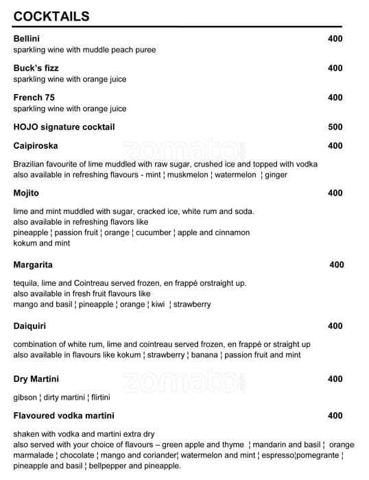 Menu at Marea - Bar Lounge, Bengaluru