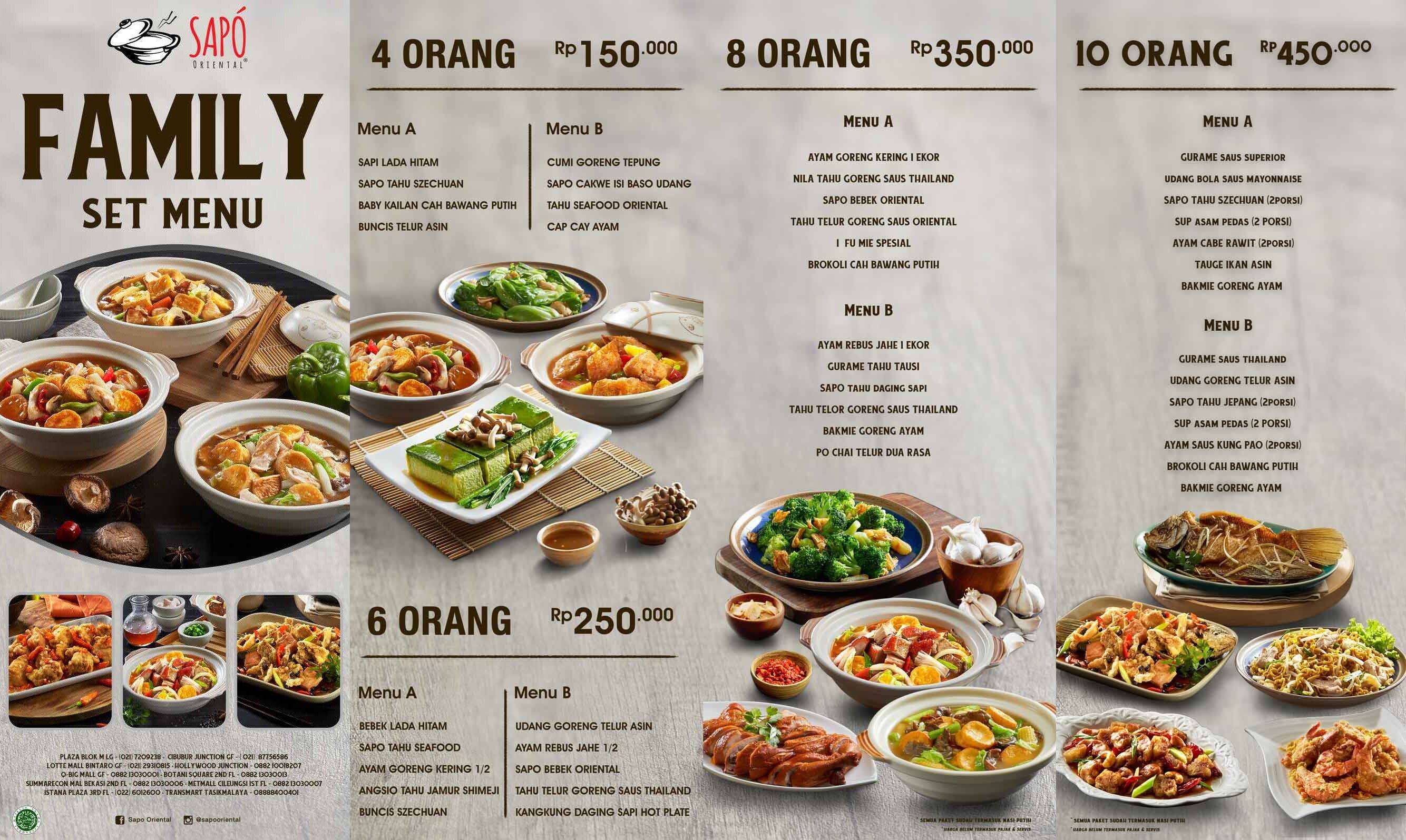 Menu at Sapo Oriental restaurant, South Tangerang, PPGF+6PG Lotte Mart ...