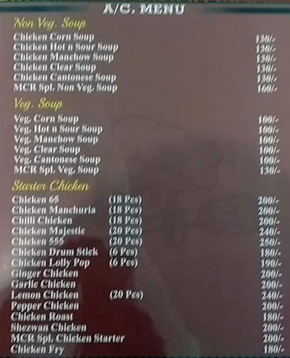 Menu of Master Chef Restaurant, Uppal, Secunderabad