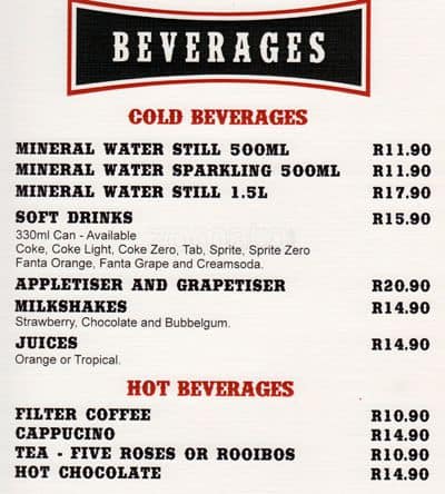 Menu at Hippo Steakhouse - Elephant Lake Hotel, Saint Lucia