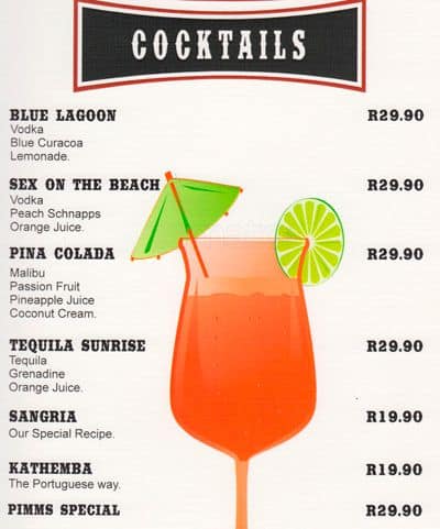 Menu at Hippo Steakhouse - Elephant Lake Hotel, Saint Lucia