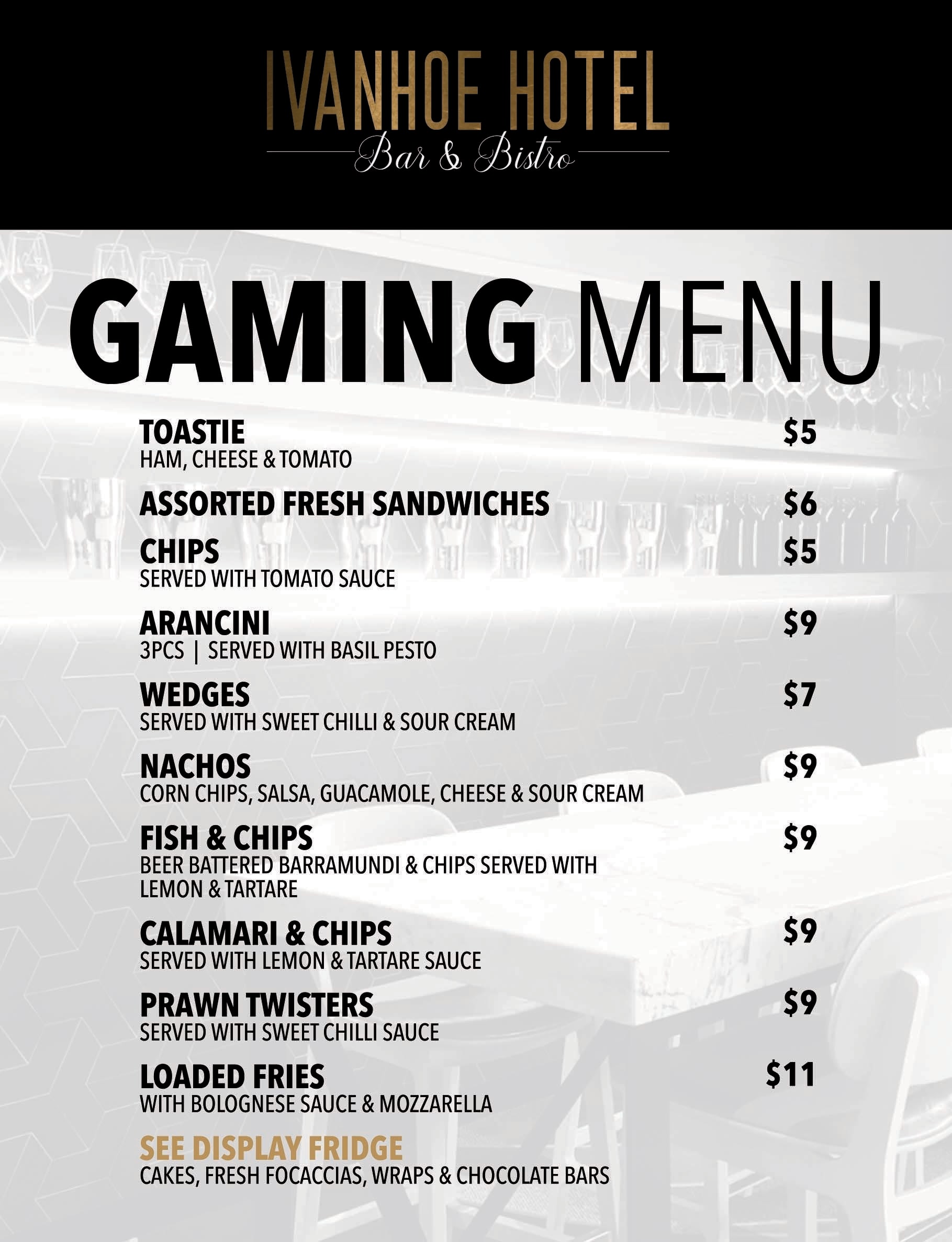 Menu at Ivanhoe Hotel pub & bar, Ivanhoe