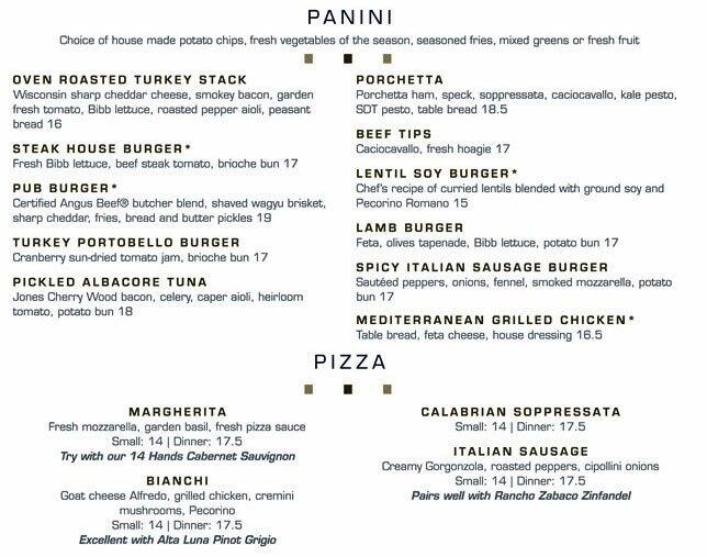 Menu at Andiamo restaurant, Chicago, N O'Hare Fld
