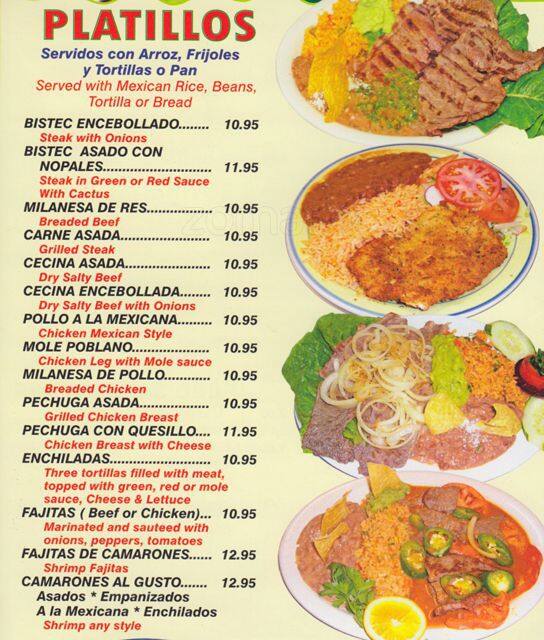 Menu at El Mil Sabores Mexican Food restaurant, West New York, 695 9th Ave
