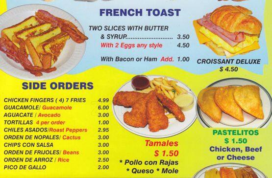 Menu at El Mil Sabores Mexican Food restaurant, West New York, 695 9th Ave