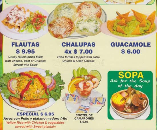 Menu at El Mil Sabores Mexican Food restaurant, West New York, 695 9th Ave