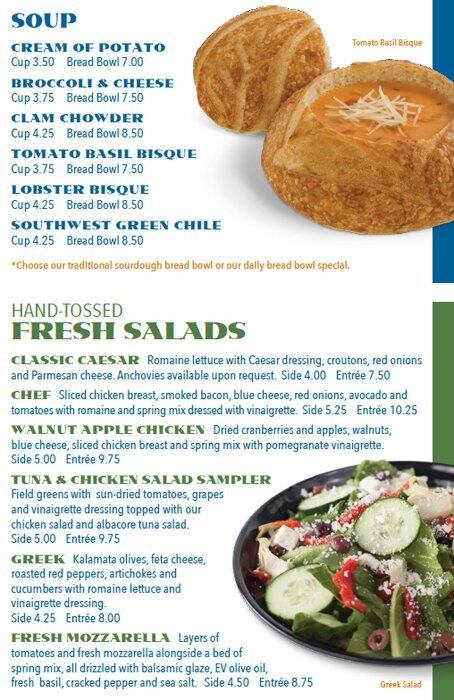 Menu at Blue Baker pizzeria, Austin, Research Blvd