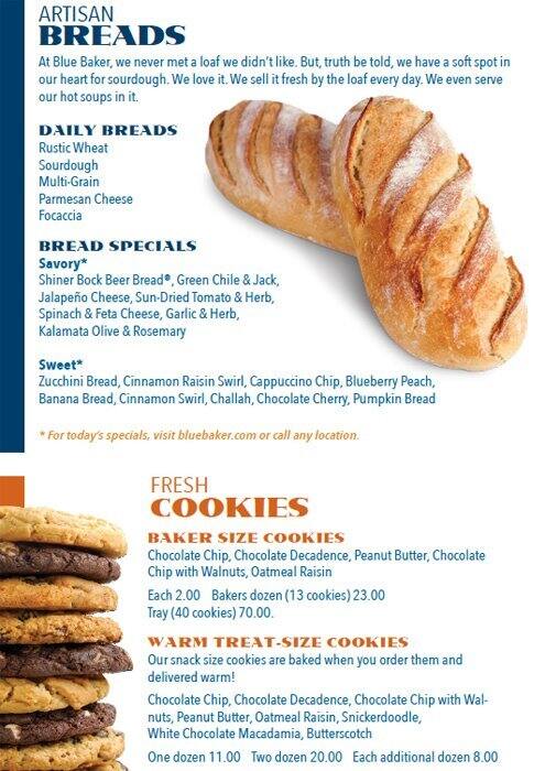 Menu at Blue Baker pizzeria, Austin, Research Blvd