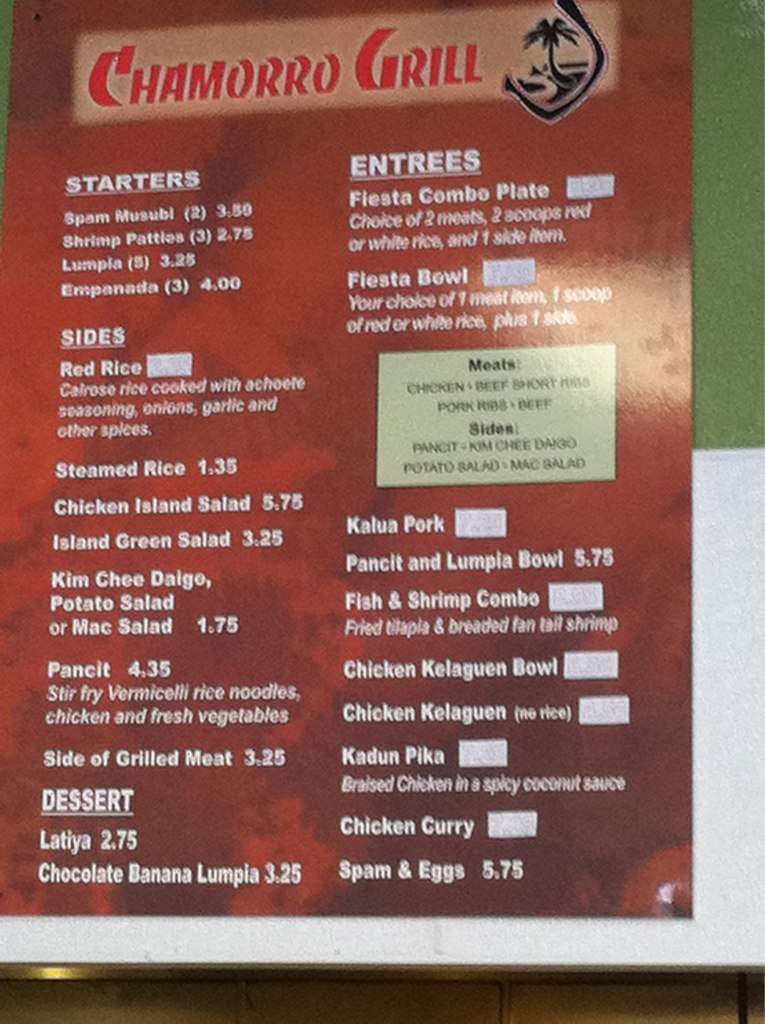 Chamorro Grill Menu, Menu for Chamorro Grill, Grantville, San Diego ...