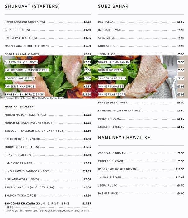 Tabla Bar & Indian Restaurant Menu - Zomato UK
