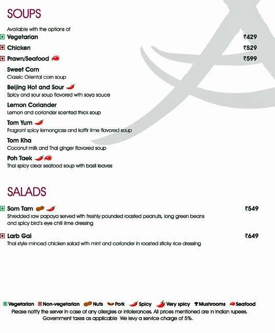 Menu at House of Soy- Radisson Blu, Faridabad