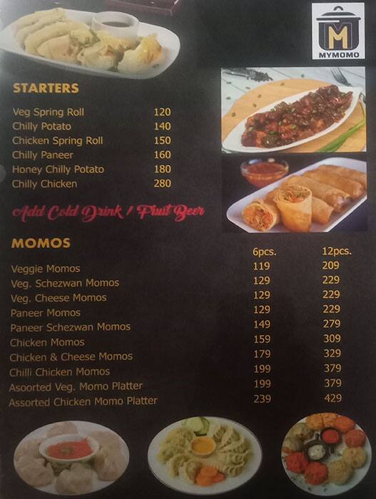 Menu of My MoMo, Sushant Lok, Gurgaon