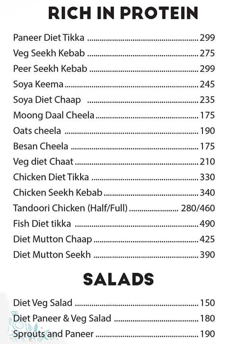 Menu of Fitness Food, Sector 29, Noida