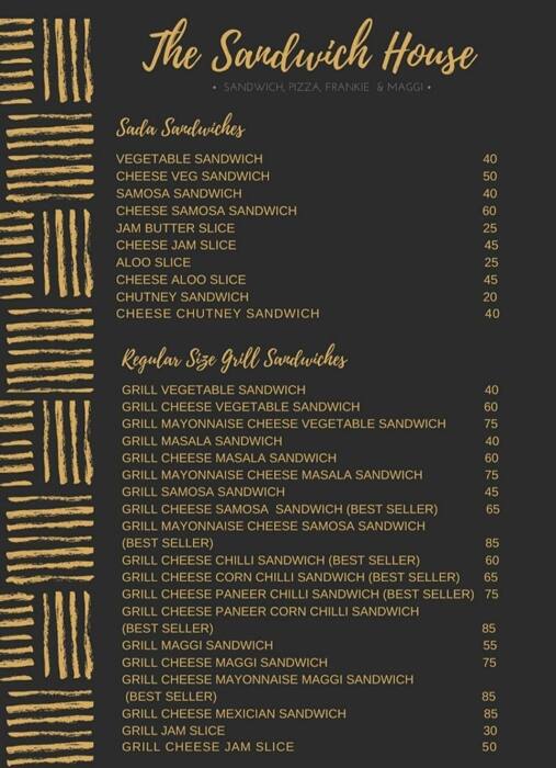 Menu of The Sandwich House, Kalbadevi, Mumbai