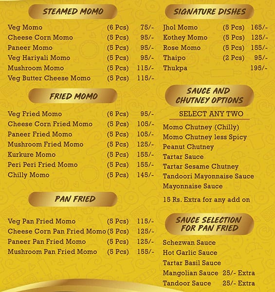Menu of Himalayan Momo, Nagerbazar, Kolkata