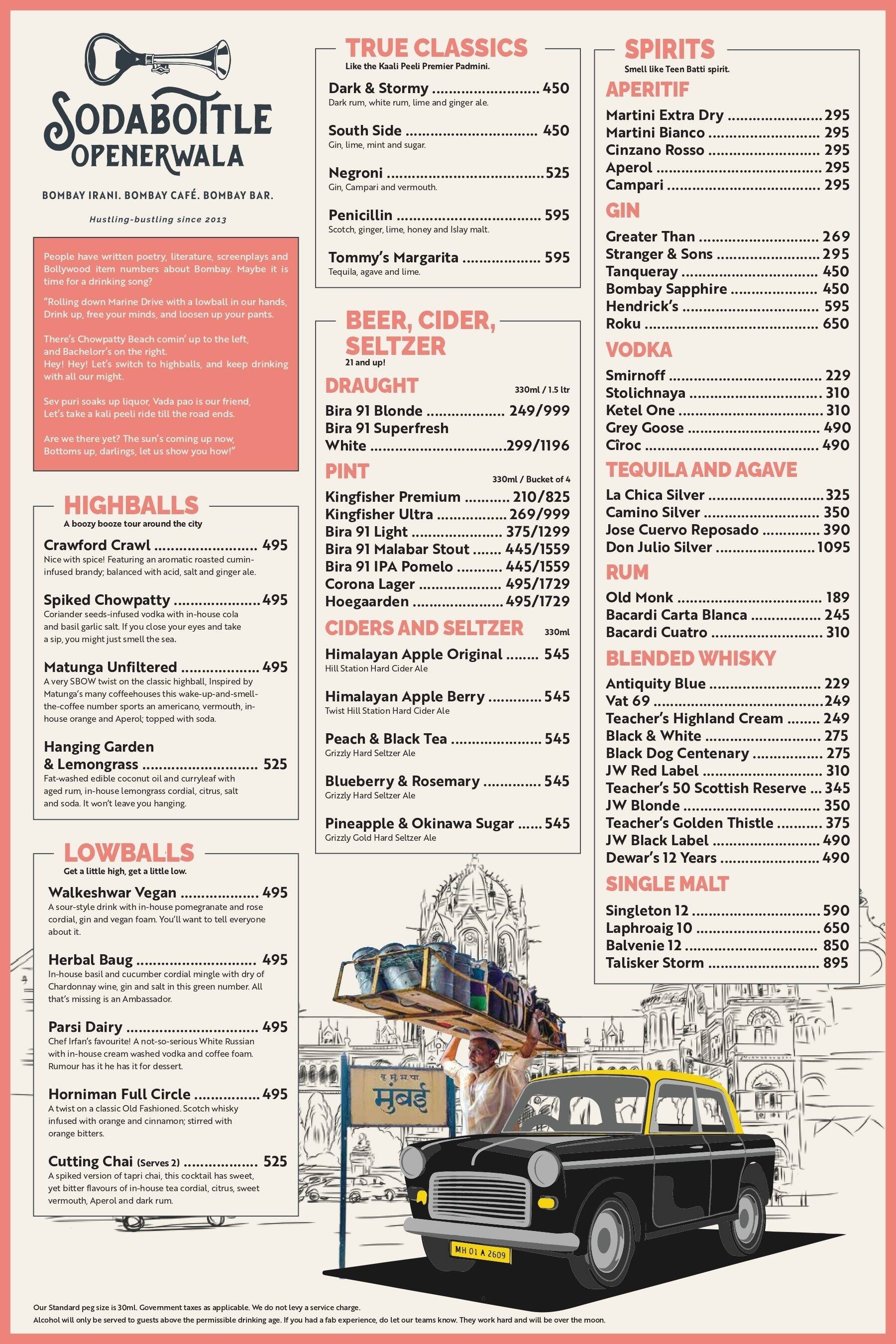 Menu of Soda Bottle Opener Wala, Khan Market, New Delhi