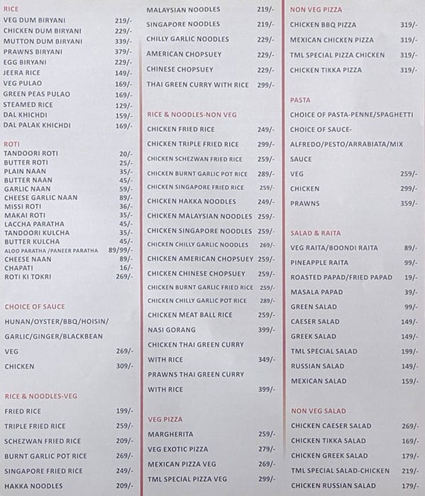 Menu at The Mint Leaf, Navi Mumbai, Shree Sai Darshan