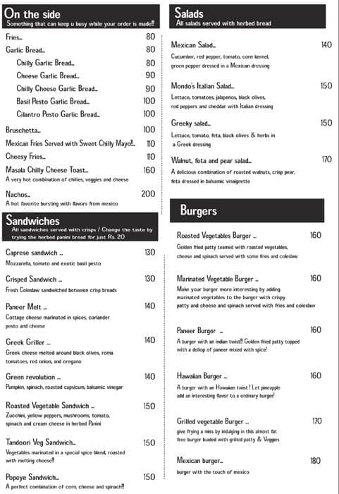 Cafe Mondo Menu, Menu for Cafe Mondo, Basavanagudi, Bangalore - Zomato