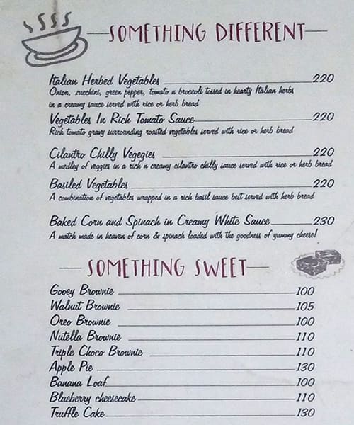 Menu at Cafe Mondo, Bengaluru, 2/2