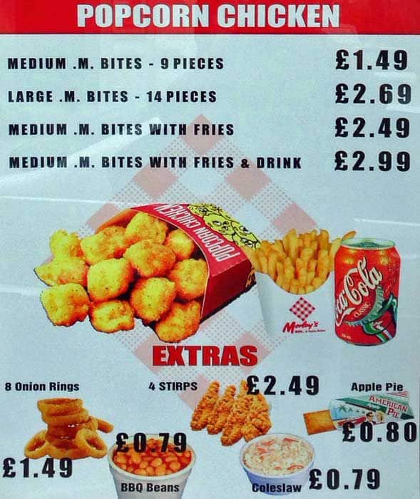 Menu at Morley's Fried Chicken (Crown Dale), London, Crown Point Parade