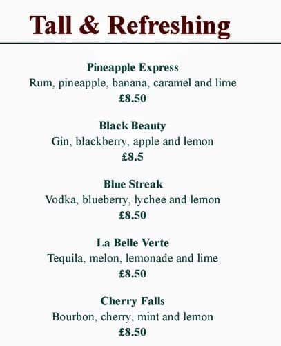 Menu at The Ladybird Bar (Cocktail Bar & Club), London