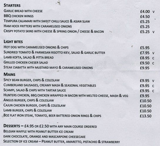 Menu at Griffin pub & bar, London, High Road