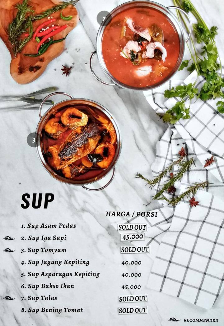 Menu at Red Snapper Seafood & Resto restaurant, Jakarta