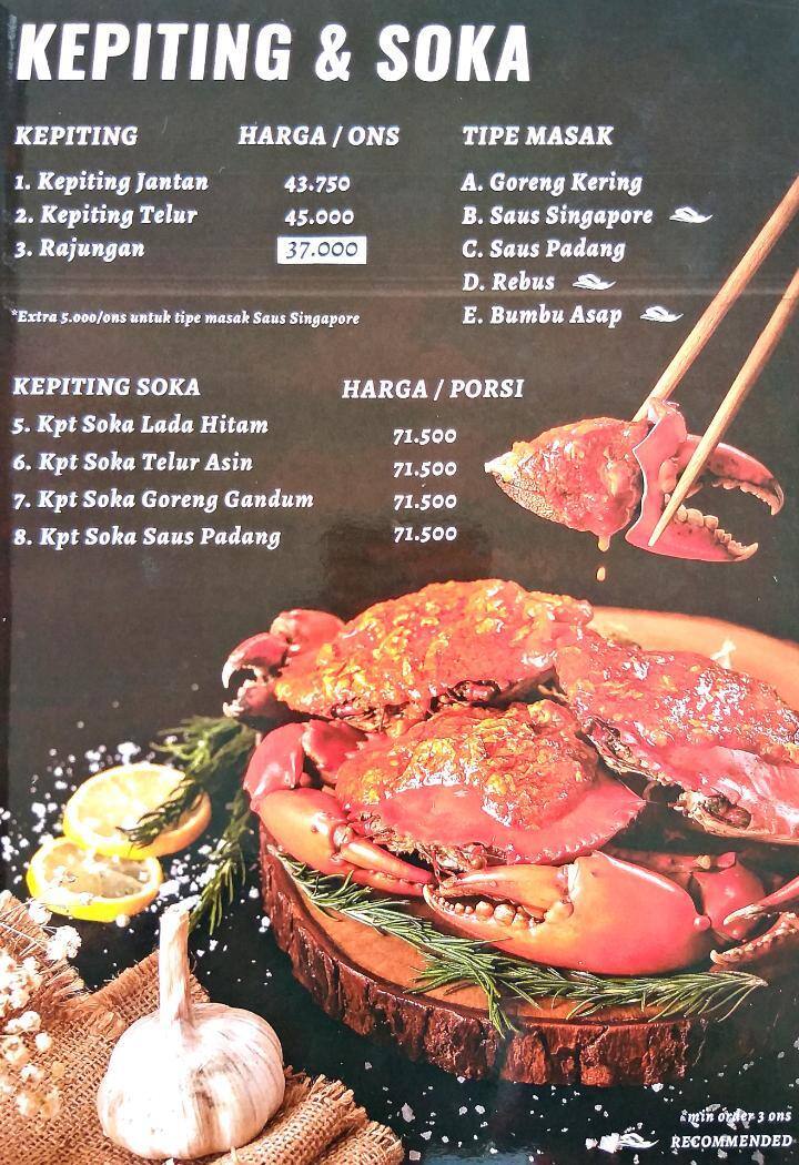 Menu at Red Snapper Seafood & Resto restaurant, Jakarta