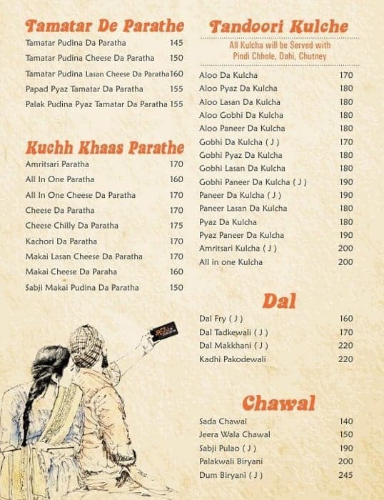Menu at Jassi De Parathe, Ahmedabad, Shreeya Residency