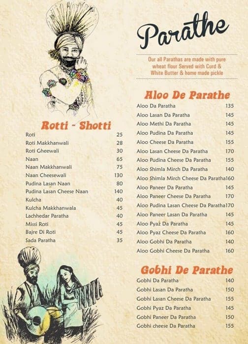 Menu at Jassi De Parathe, Ahmedabad, Shreeya Residency