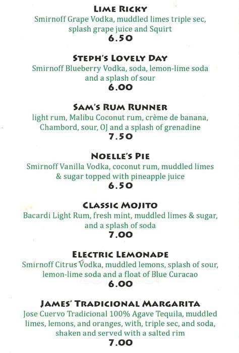 Menu at Sam's Hollywood Billiards pub & bar, Portland