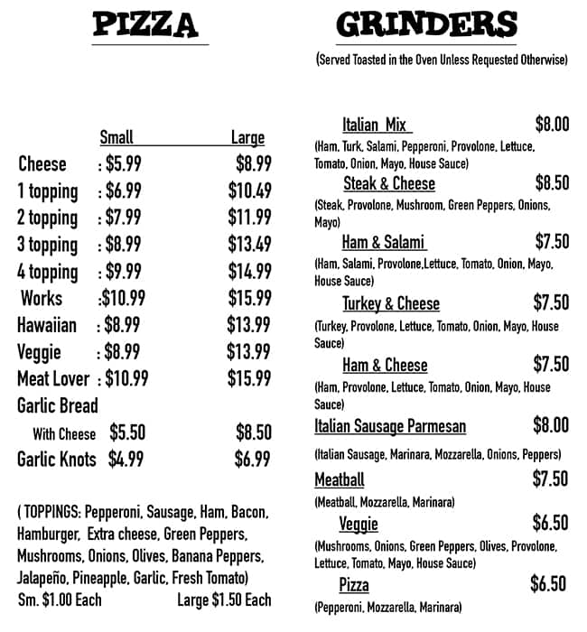 Menu at Pizza Company pizzeria, Merritt Island, 868 N Banana River Dr