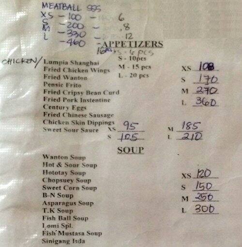 Menu at Times Kitchen restaurant, Cebu City, Rodriguez