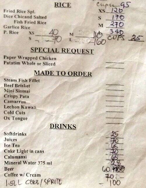 Menu at Times Kitchen restaurant, Cebu City, Rodriguez