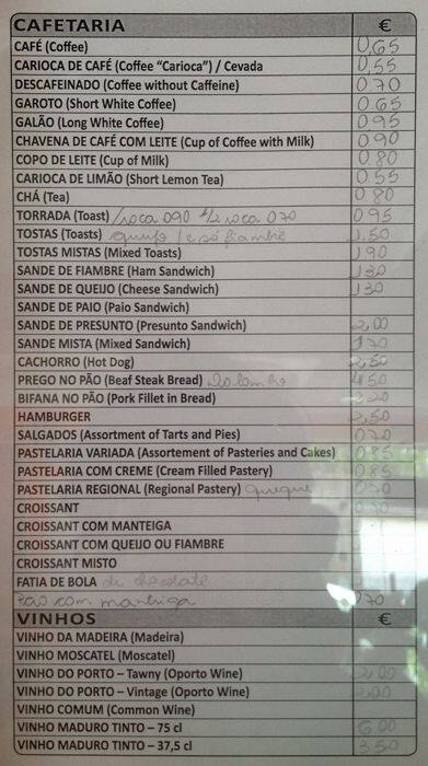 Carta de Café Kaiser, Oporto