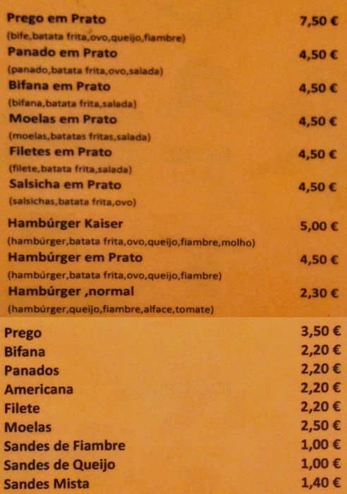 Carta de Café Kaiser, Oporto
