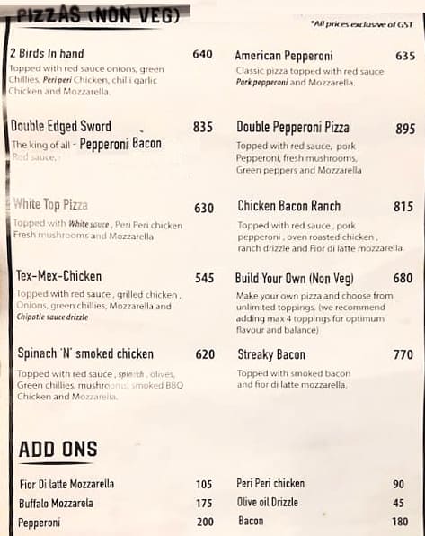 Menu of Flames Pizza, Yelahanka, Bangalore