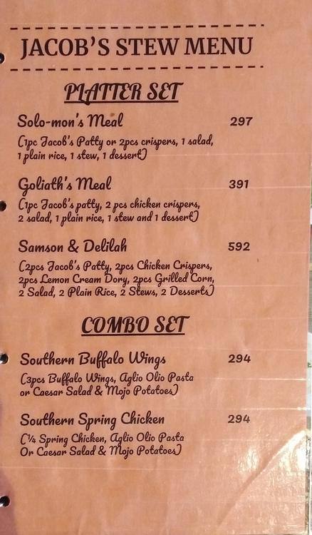 Menu at Jacob's Stew Burger and Brew pub & bar, Antipolo