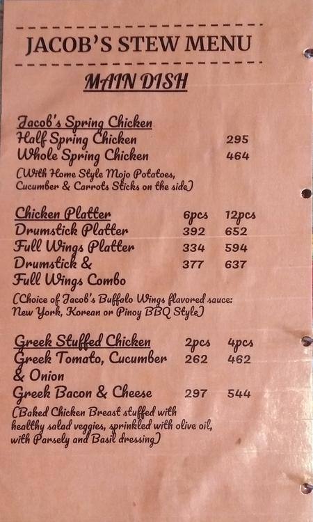 Menu at Jacob's Stew Burger and Brew pub & bar, Antipolo