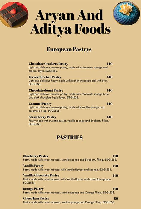 Menu of Aryan And Aditya Foods, Pimple Saudagar, Pune