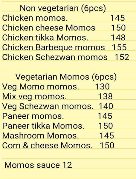 Menu of Mom's Momos, Banjara Hills, Hyderabad