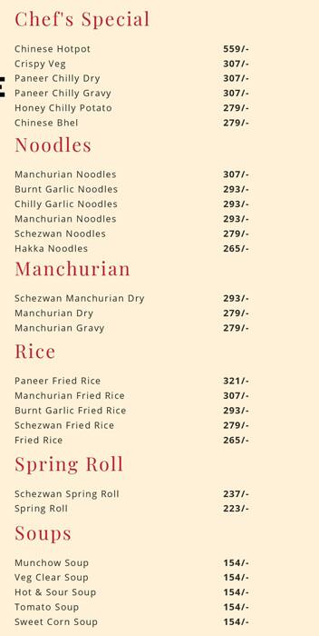 Menu at Fine Chinese, Ahmedabad