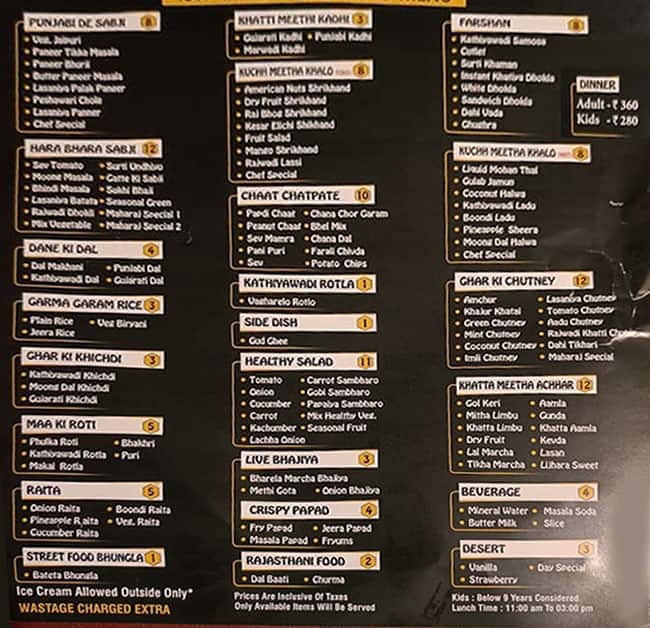 Menu of Meethi Mirchi, Nikol, Ahmedabad