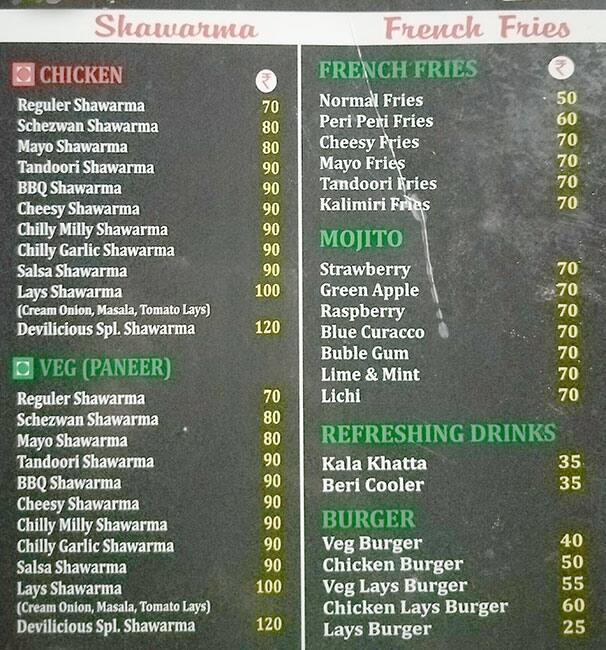 Menu of Devilicious, Kharghar, Navi Mumbai