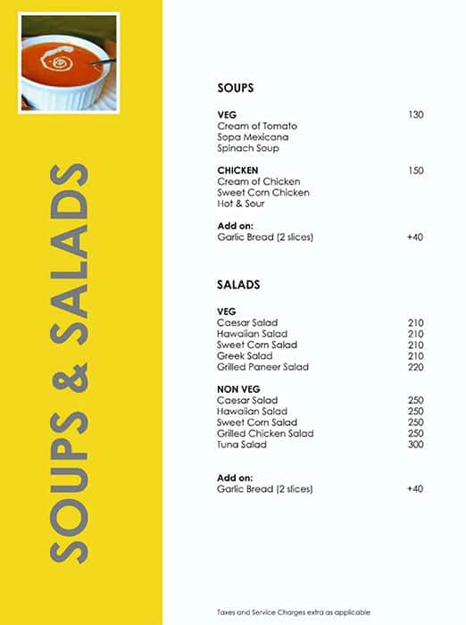 Menu of Urban Solace, Ulsoor, Bangalore