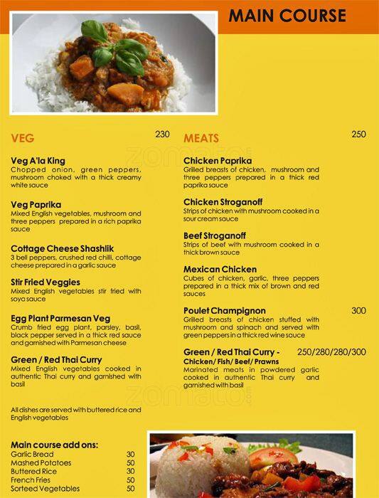 Menu at Urban Solace, Bengaluru