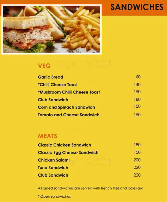 Menu at Urban Solace, Bengaluru