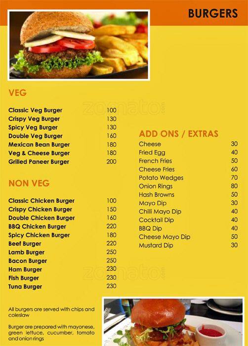 Menu at Urban Solace, Bengaluru